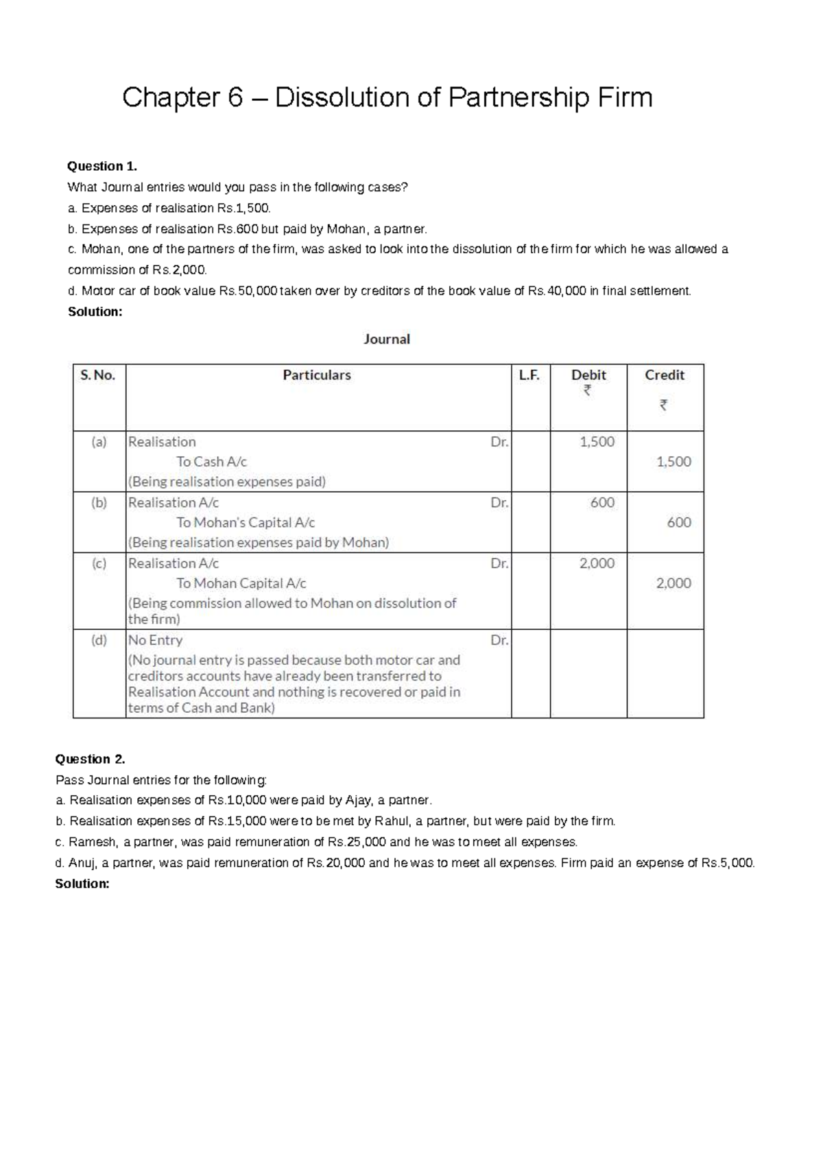 Chapter 6 - Dissolution of Partnership Firm: Journal Entries ...