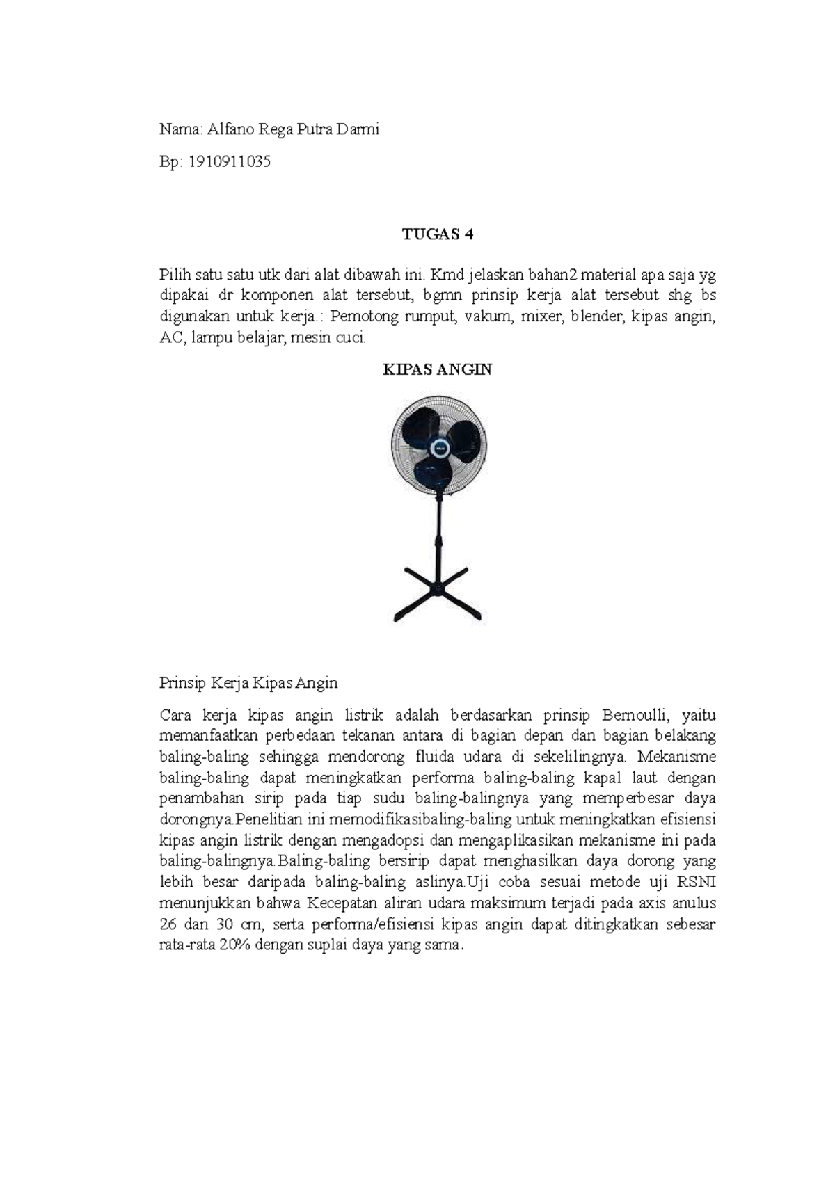 Analisis Bahan dan Komponen Kipas Angin (TUGAS 4) - Studocu