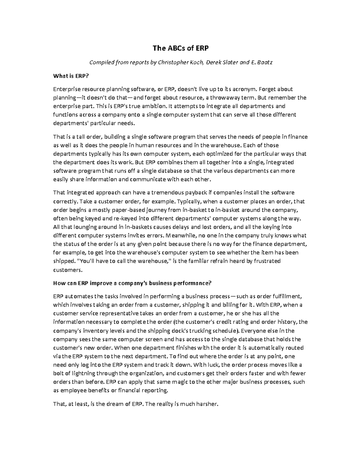 "Course 101 - The ABCs of ERP: Understanding Integration and Efficiency ...