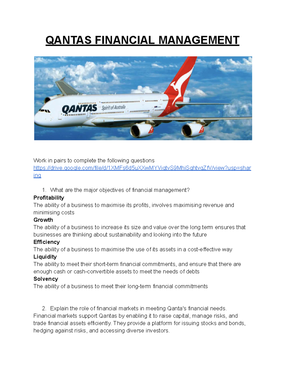 QANTAS FINANCIAL MANAGEMENT: Key Objectives & Trends Analysis - Studocu