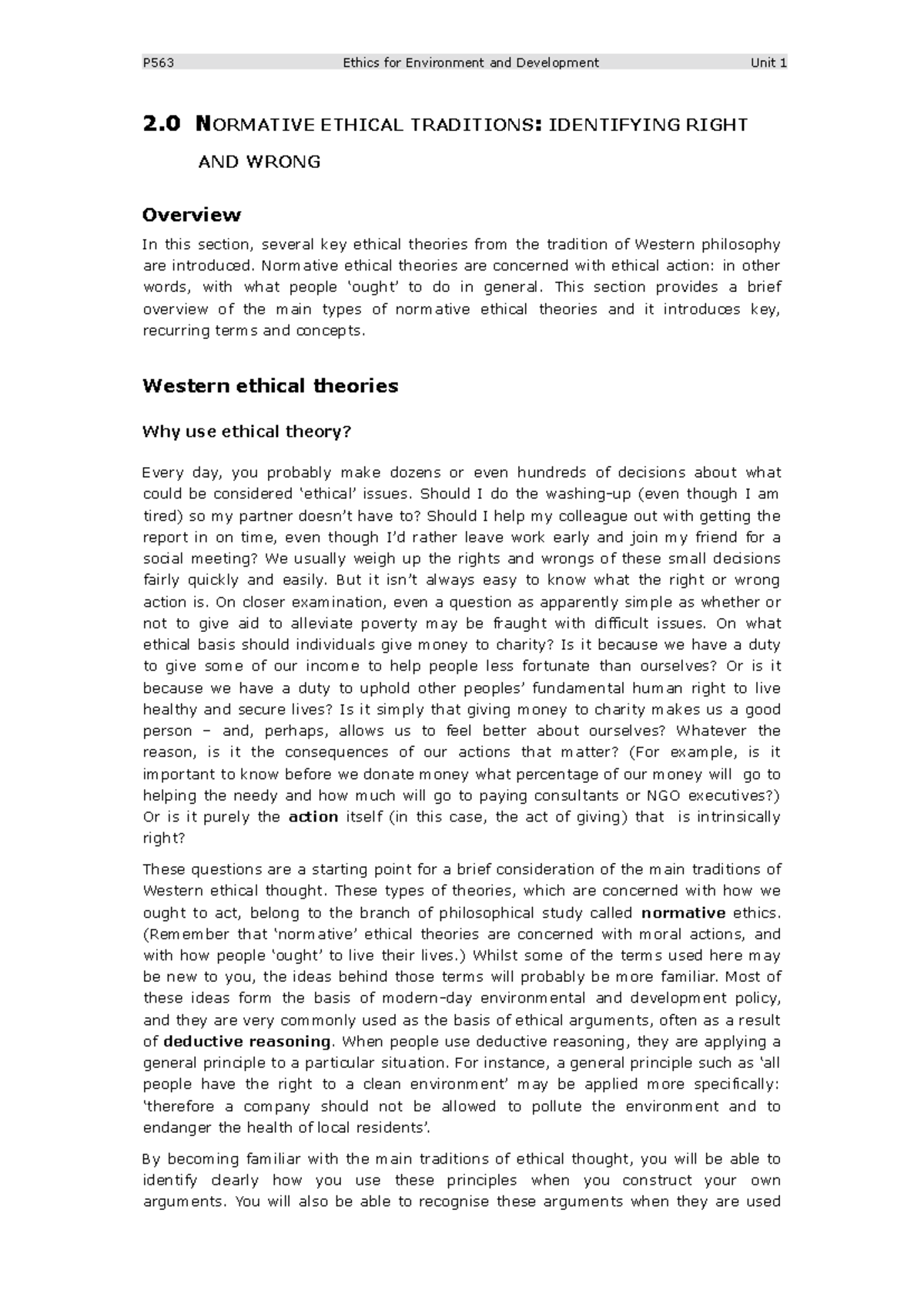 Normative Ethical Theories: Key Concepts in Right and Wrong (P563 ...