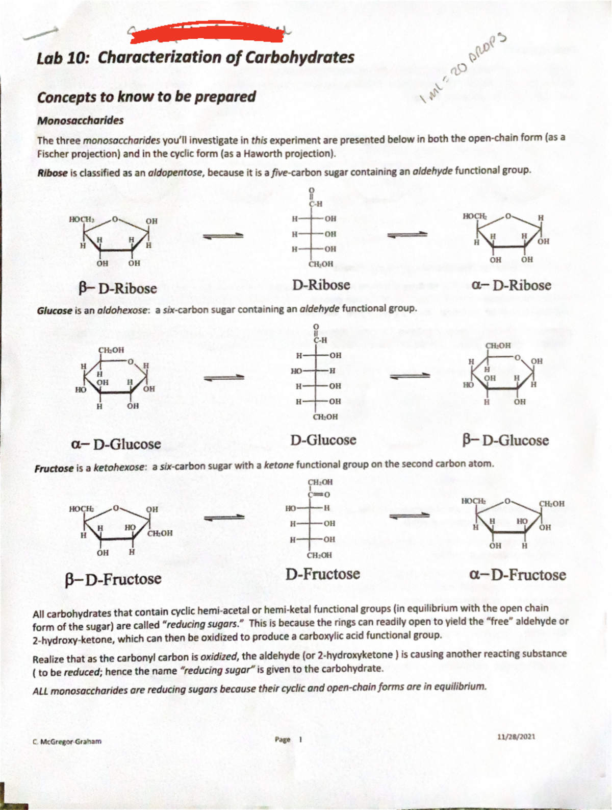 Lab 10 - Chem 126 lab 10. - 5 Lab 10: Characterization of Carbohydrates ...