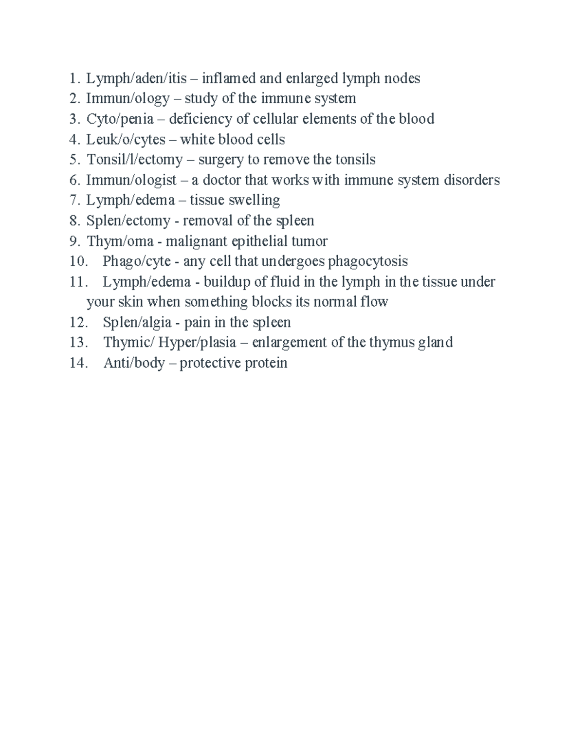 Medical Terminology Lymphatic System - Lymph/aden/itis – inflamed and ...