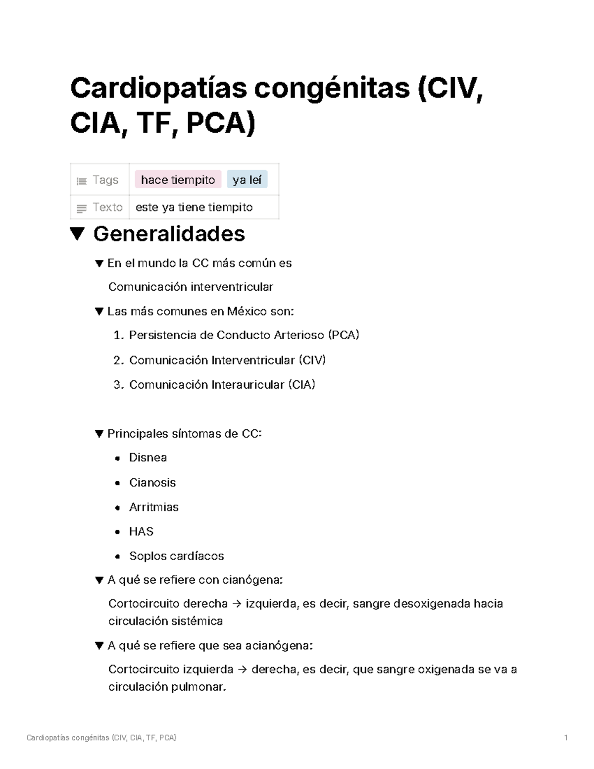 Cardiopatías Congénitas: Análisis de CIV, CIA, PCA y TF en México - Studocu