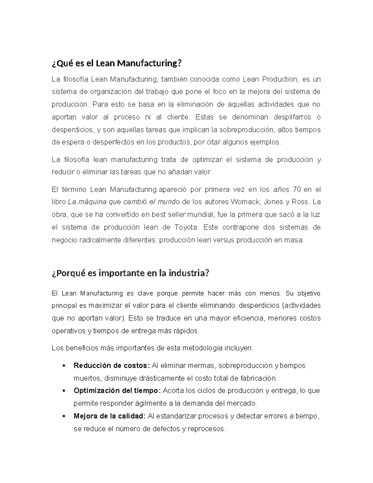 ACT 1 INGENIERÍA INDUSTRIAL: Introducción al Lean Manufacturing y sus ...