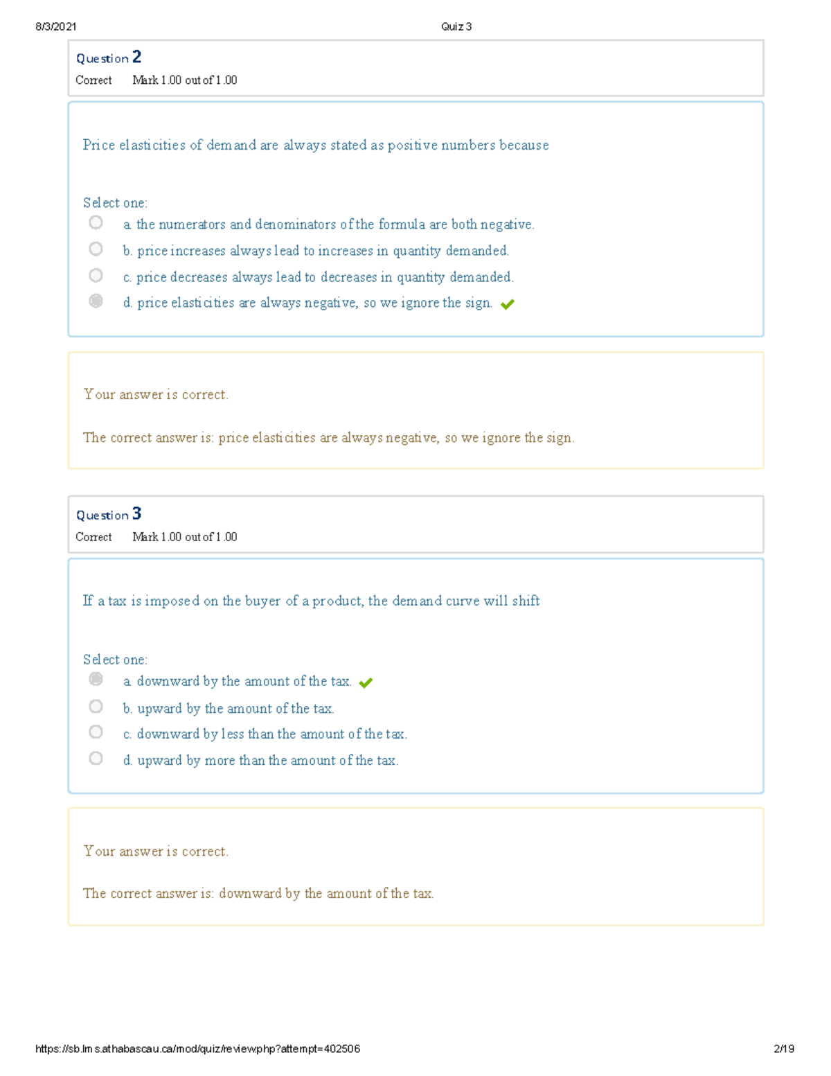 Quiz 3 - Elasticity of Demand and Supply Concepts - Studocu