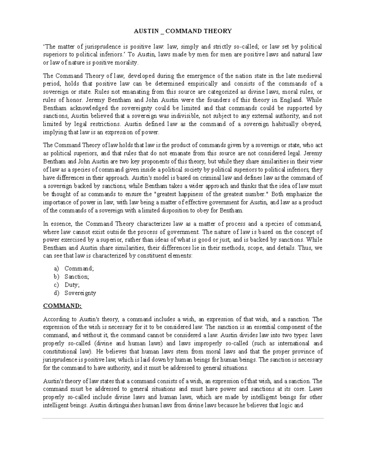 AUSTIN COMMAND THEORY: Overview, Key Concepts, and Critique - Studocu