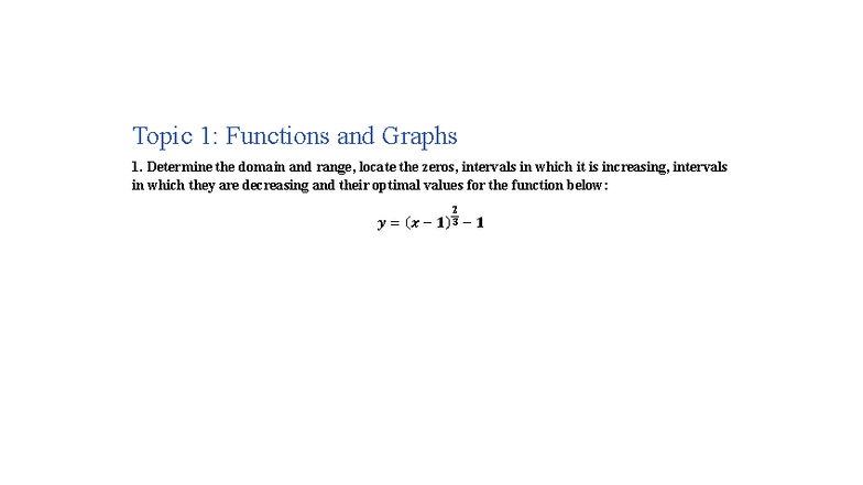 Functions and Graphs Practice Questions: Topic 1 & 2 - Studocu
