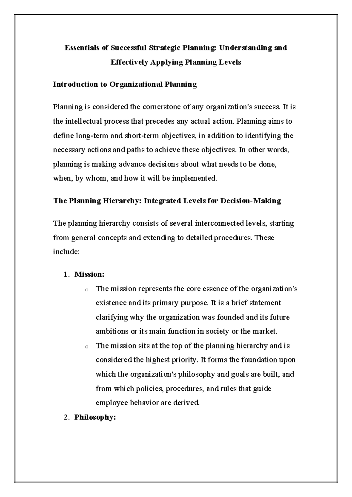 Strategic Planning Essentials: Understanding Planning Levels for ...