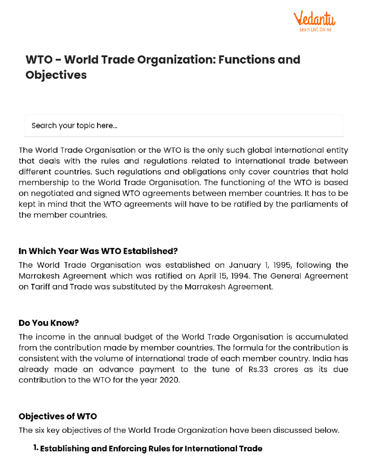 WTO - World Trade Organization Functions and Objectives - .. The World ...