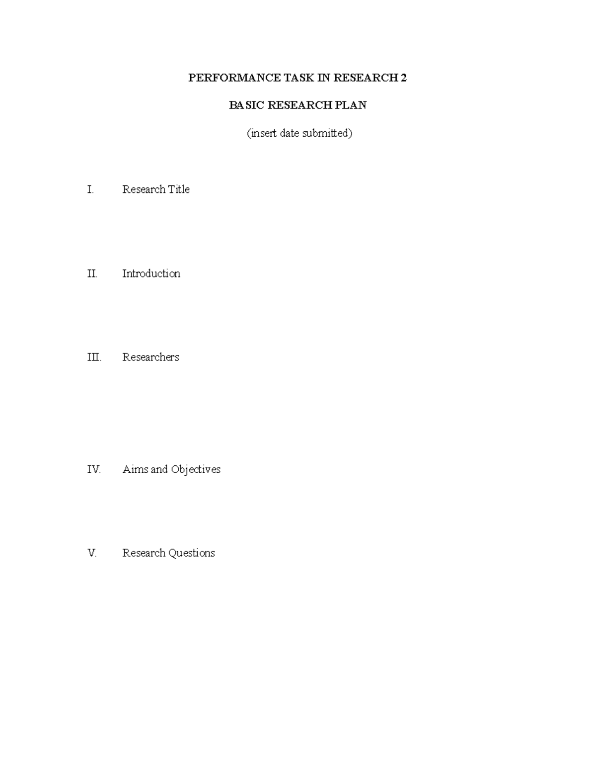 Basic Research PLAN Template - senior high school work immersion ...