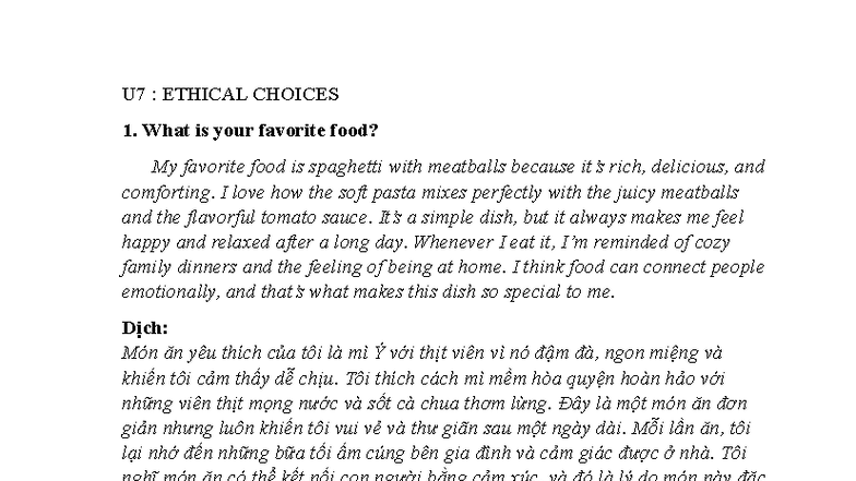 U7: ETHICAL CHOICES - Food Preferences and Healthy Diet Insights - Studocu