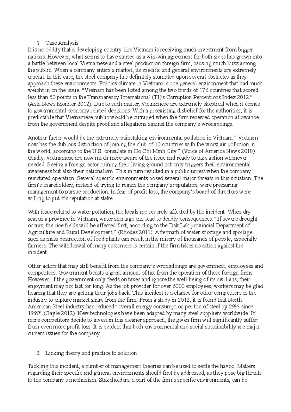 BUSM4185 - Introduction to Management Assignment #2 Case Study Analysis ...
