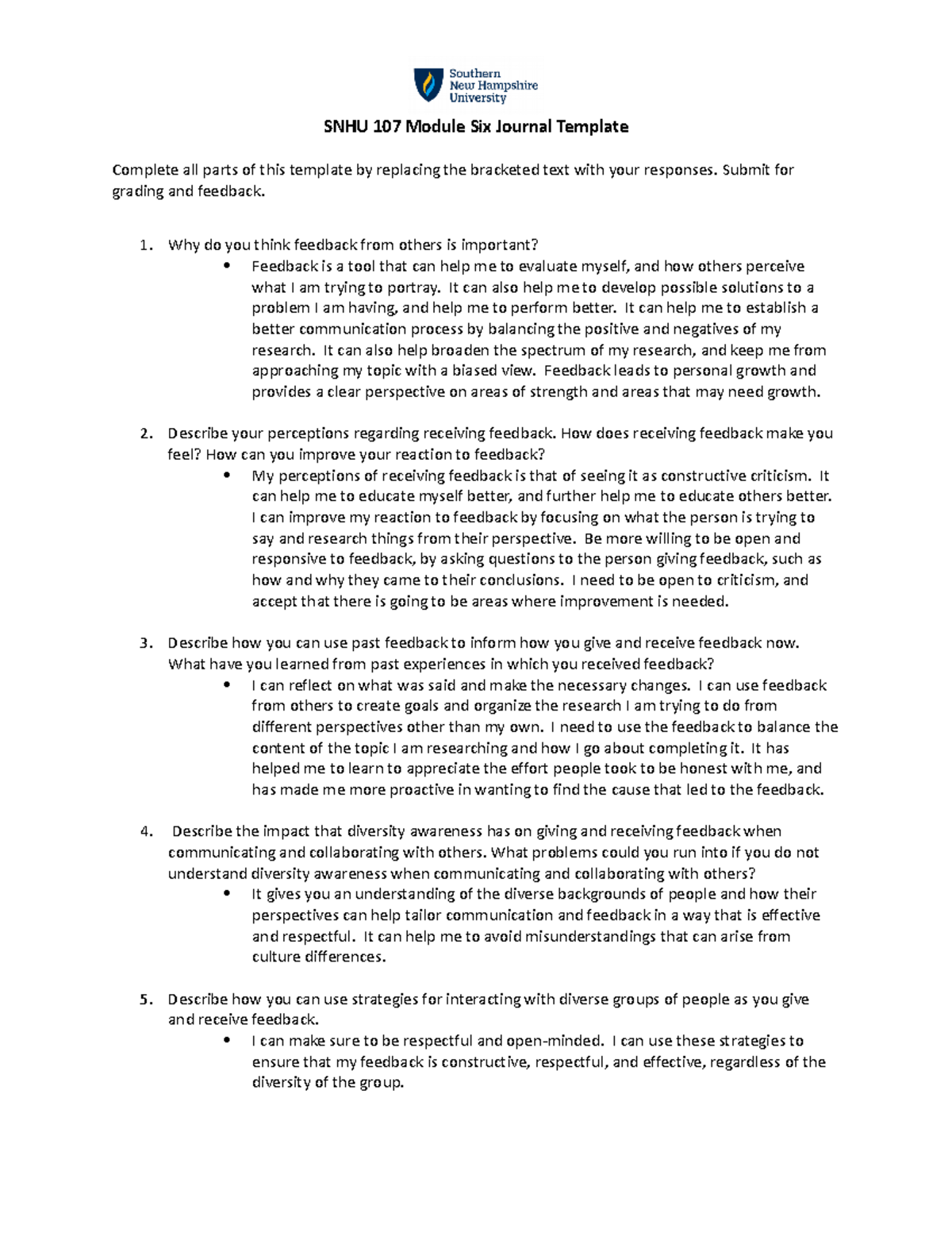 SNHU 107 Module Six Journal Template - SNHU 107 Module Six Journal ...