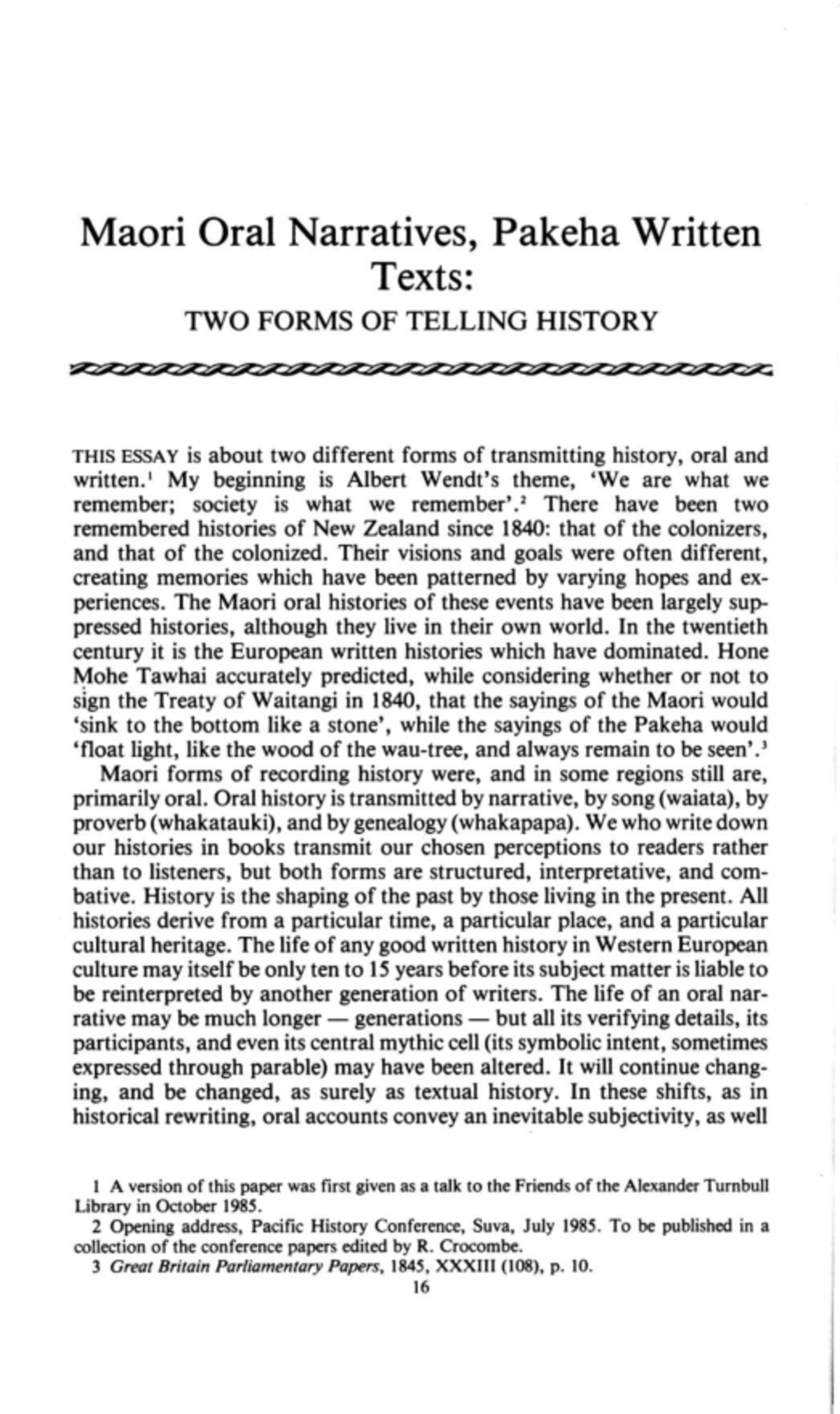 "Final Exam: MAO301 - Maori Oral History vs. Pakeha Written ...