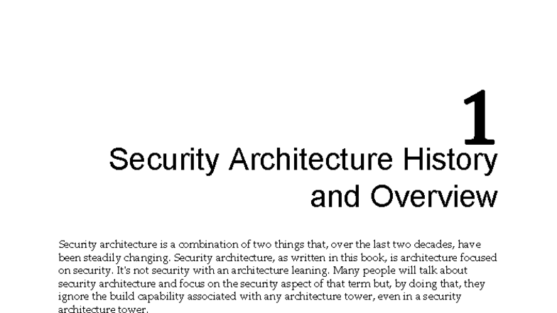 Security Architecture History and Overview - Chapter 1 Notes (CS101 ...
