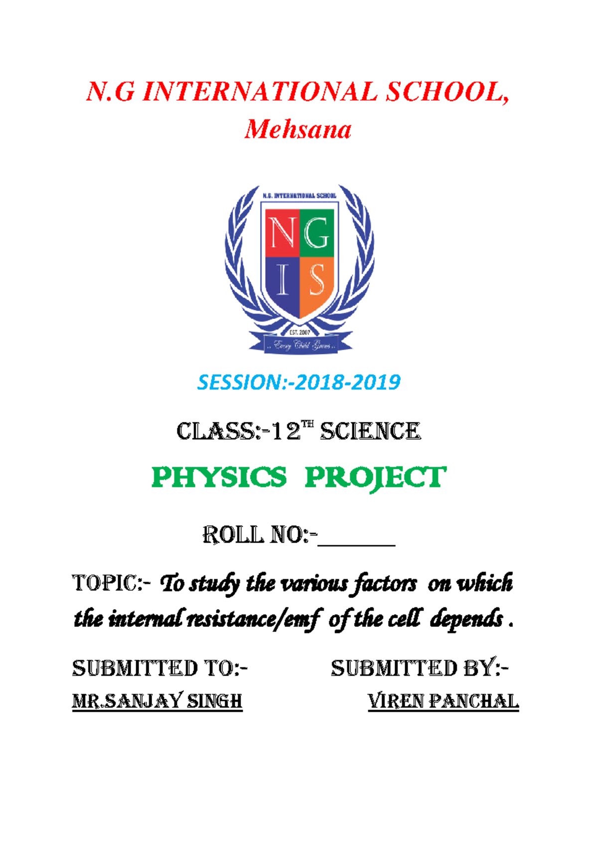 12th Physics Project: Factors Affecting Internal Resistance of Cells ...