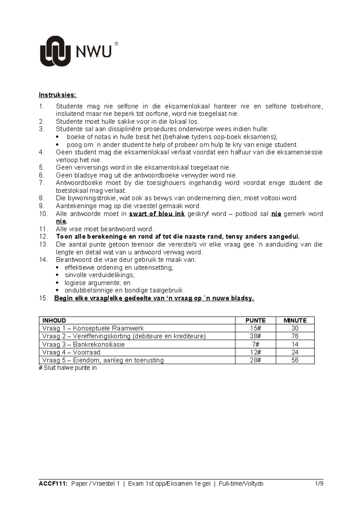 2024 ACCF111 Final Exam Instructions and Guidelines - Studocu
