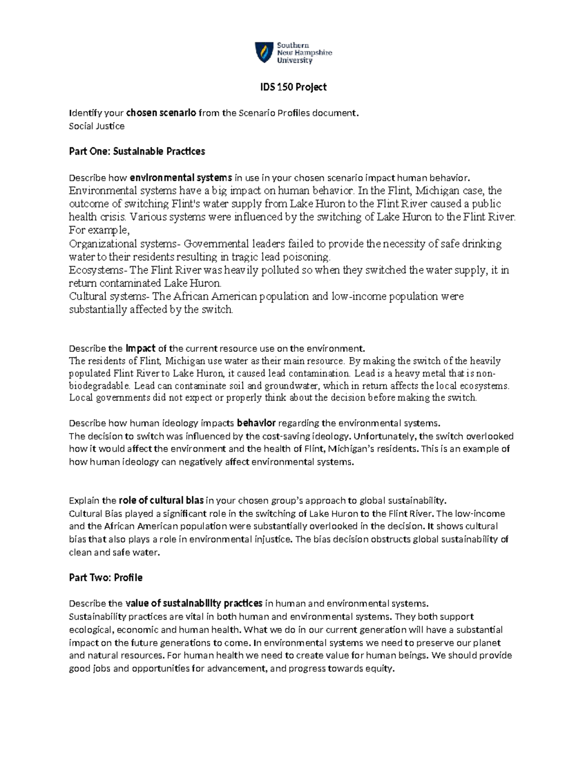 IDS 150 Project-social justice - IDS 150 Project Identify your chosen ...