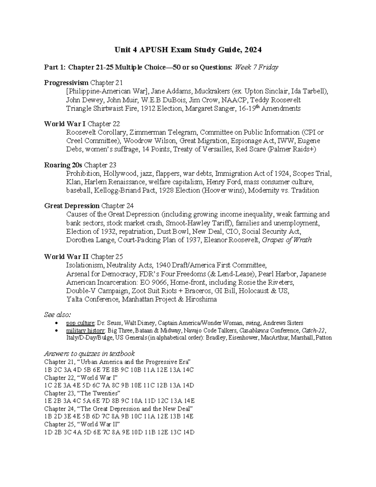 Unit 4 APUSH Exam Study Guide: Key Topics & Questions for 2024 - Studocu