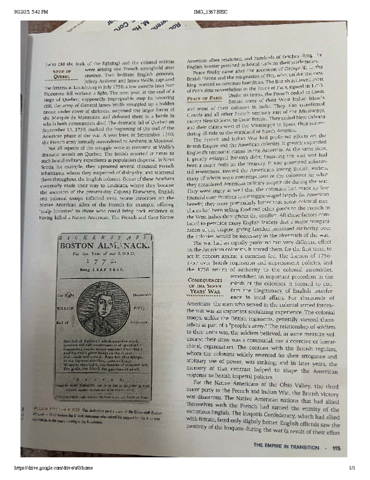 French and Indian War: Consequences and Insights Analysis (HIST 101 ...