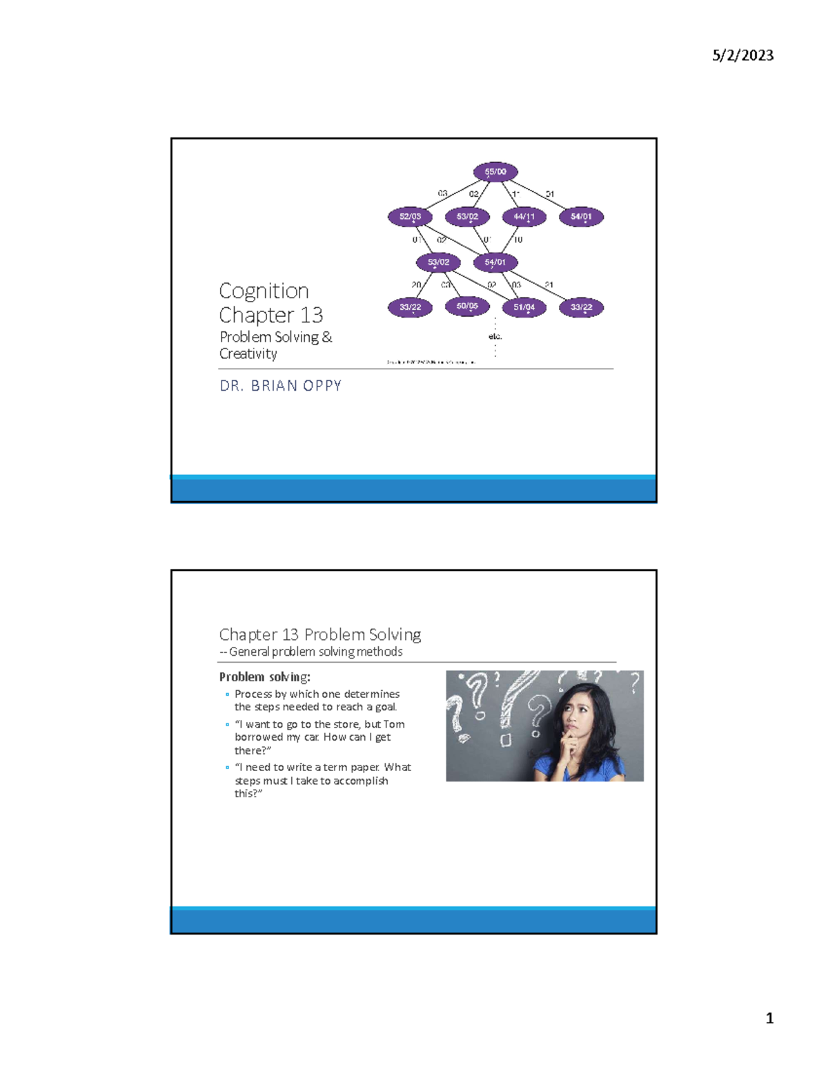 Lecture Notes on Problem Solving - Chapter 13 (Cognition) - Studocu