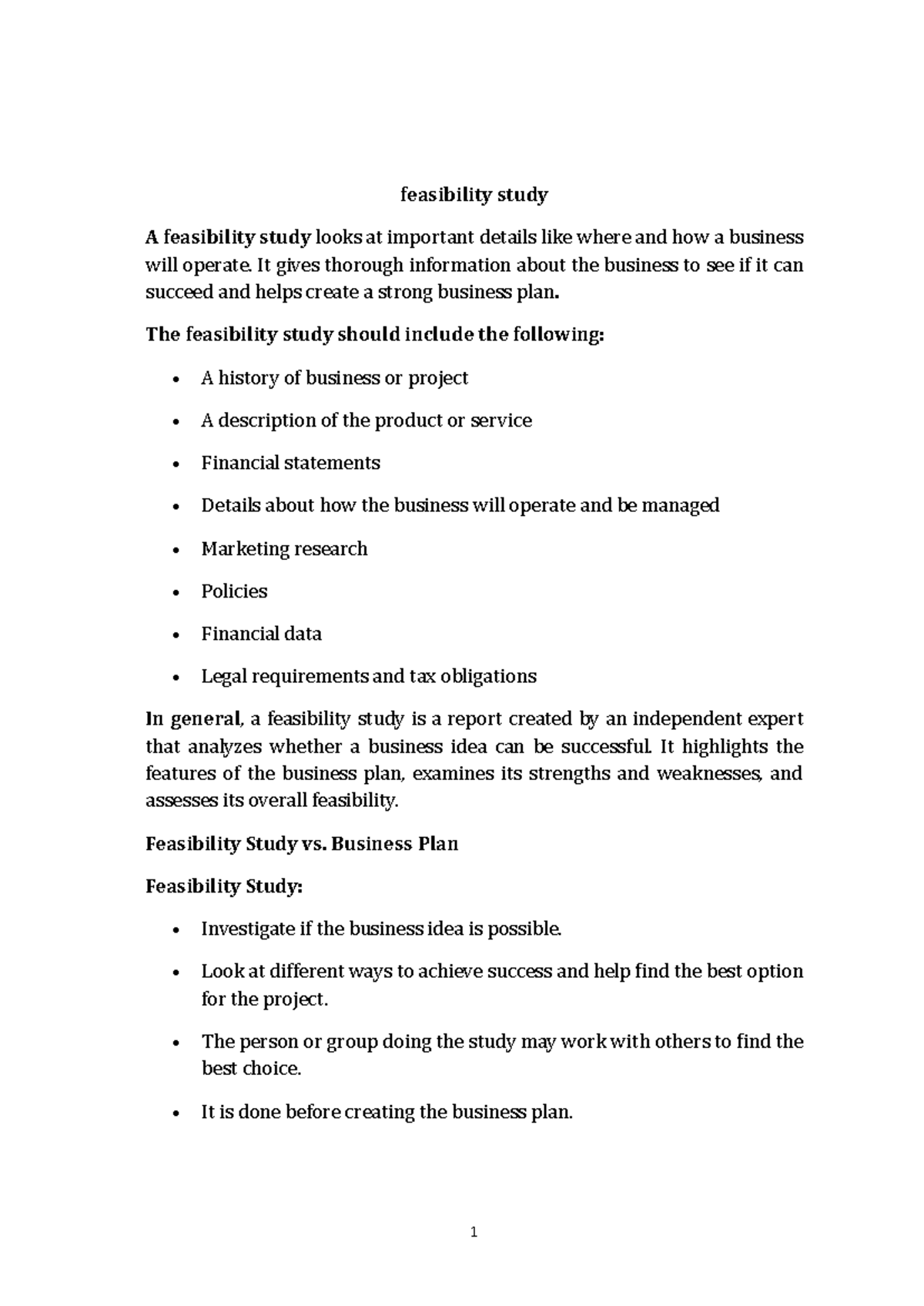 Feasibility Study 1 - Summary of Business Viability Analysis - Studocu