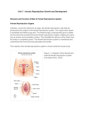 Unit 7 - Revision Guide - Human Reproduction, Growth and Development ...