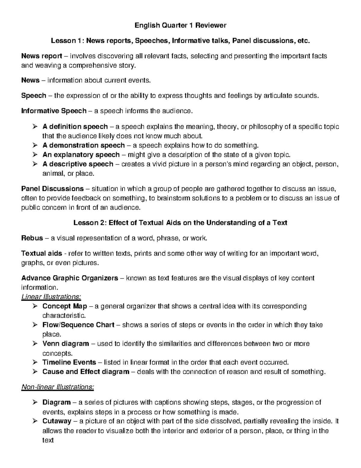 English 1st Quarter Reviewer: Lessons on Media, Text, and Literature ...