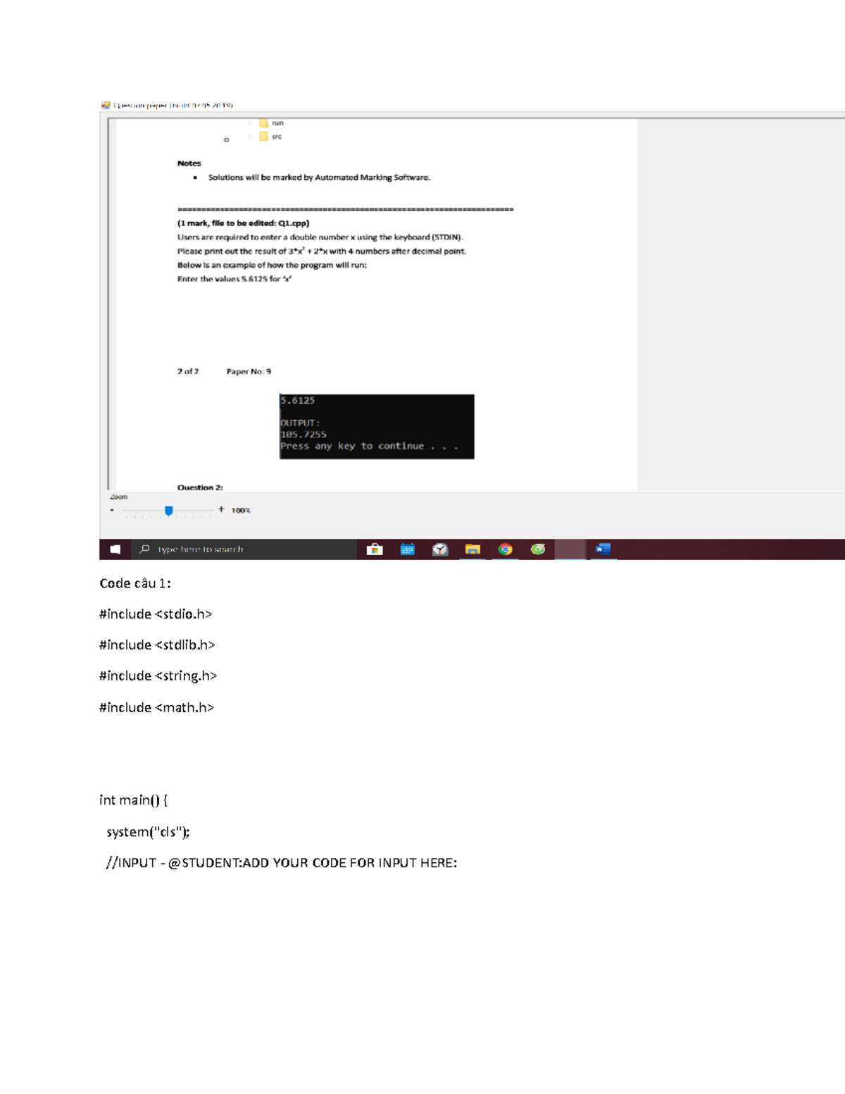 Đề code mẫu 1 - đề mẫu 1 - Code câu 1: #include #include #include - Studocu