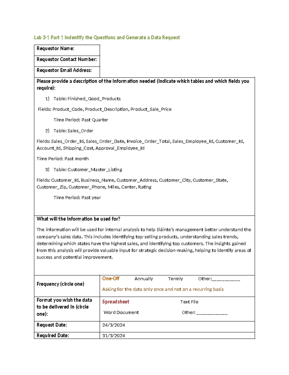 BT Lab 2-1 Data Request and Analysis Overview - Studocu
