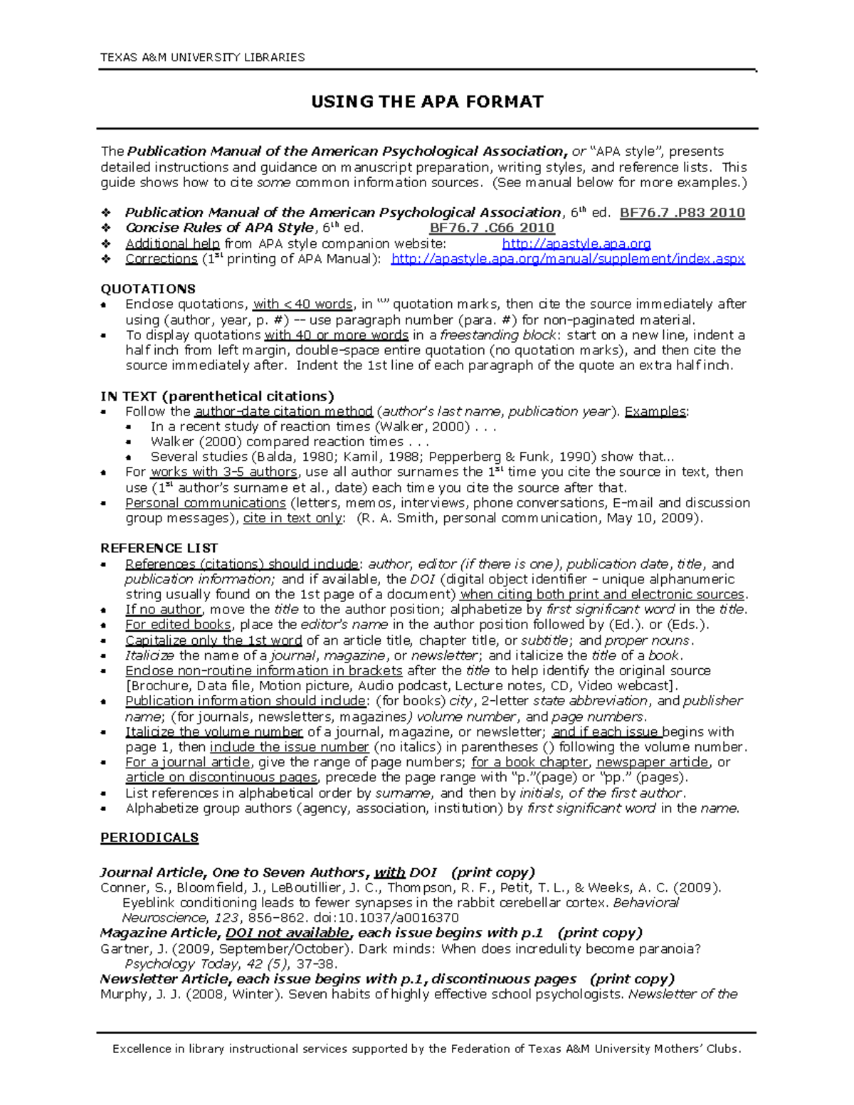 TEXAS UNIVERSITY LIBRARIES: APA Format Guide for Students - Studocu