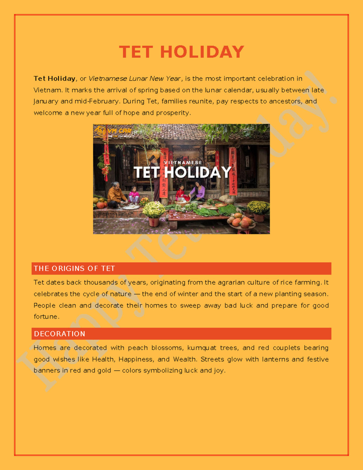 TET HOLIDAY: Celebrating the Vietnamese Lunar New Year - Studocu
