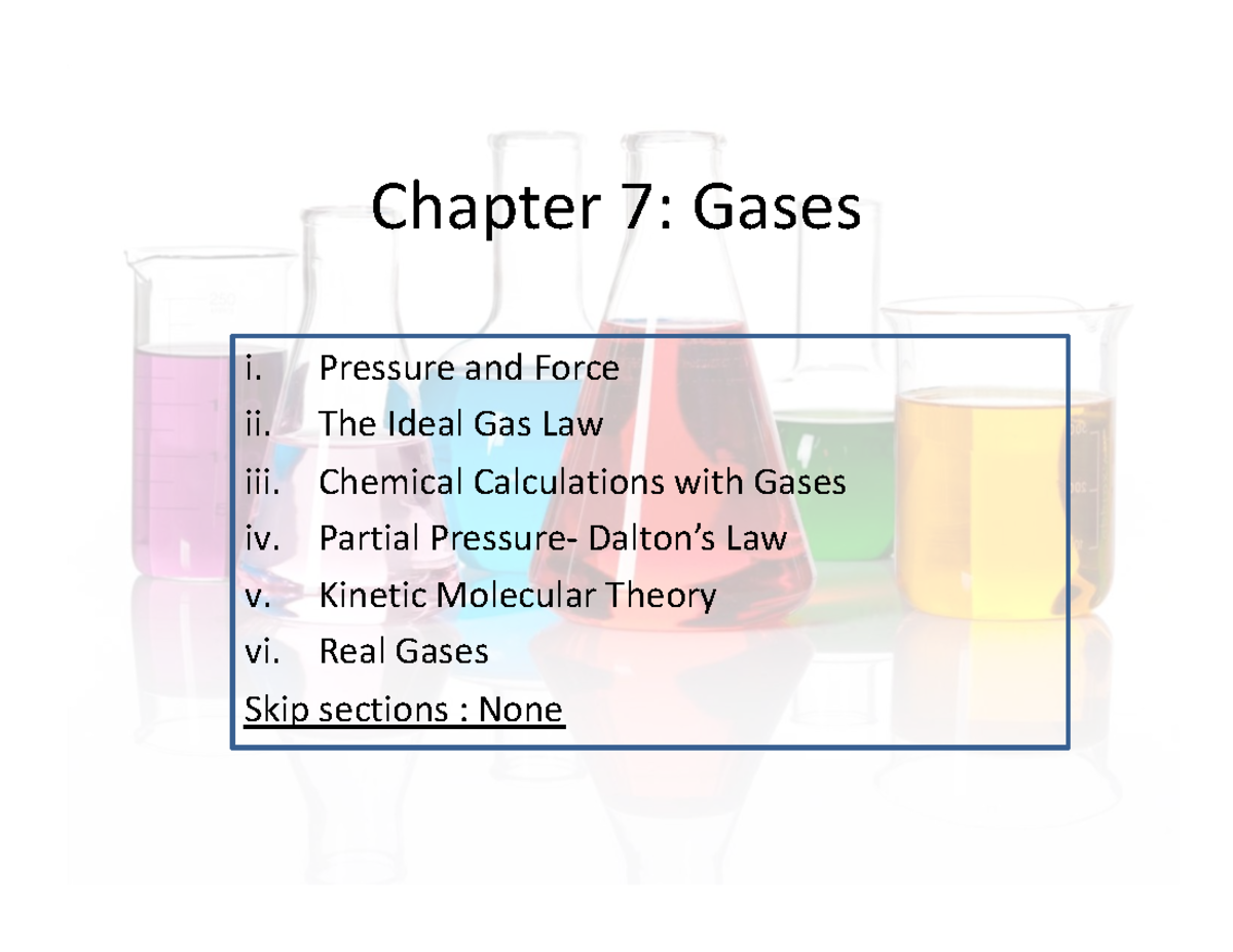 Chapter 7: Gases - Ideal Gas Law & Properties (Chem 101) - Studocu
