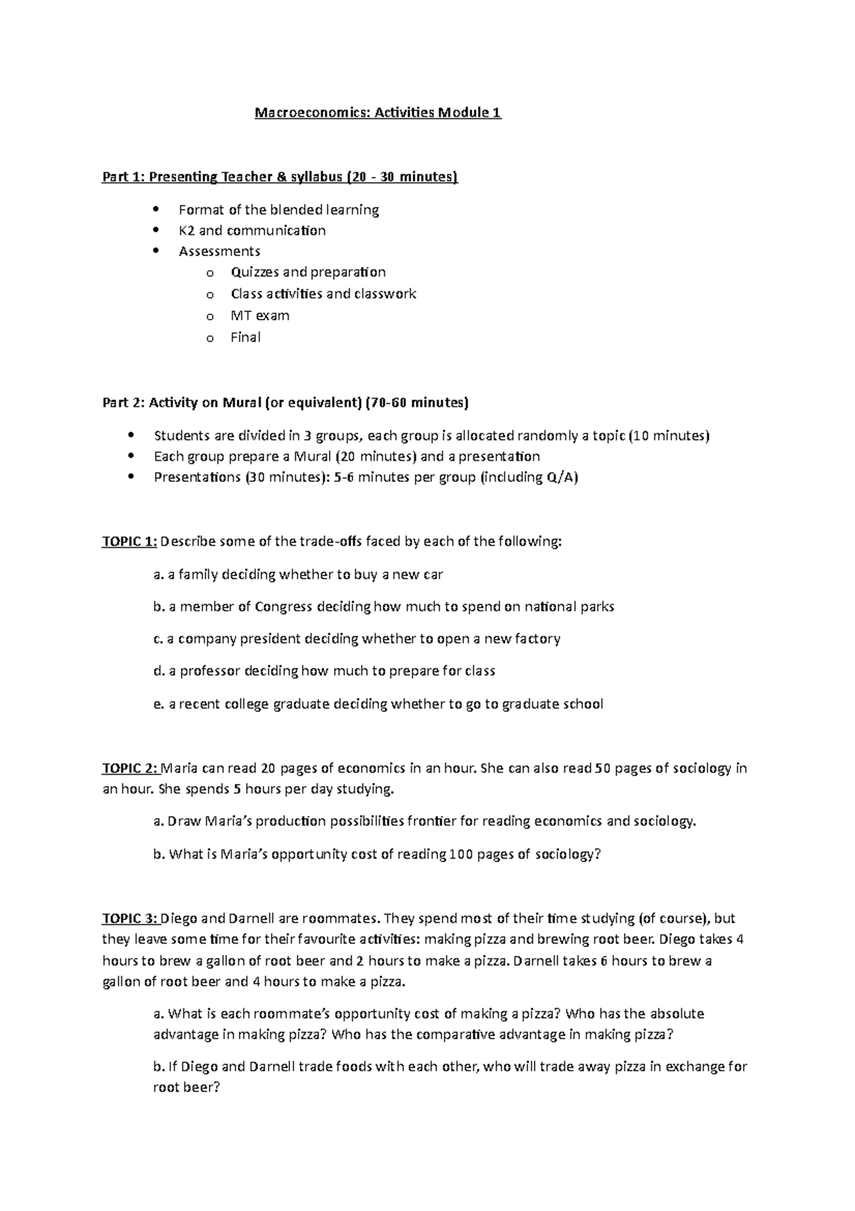 Macroeconomics Module 1 - Introduction - Class Activities ...