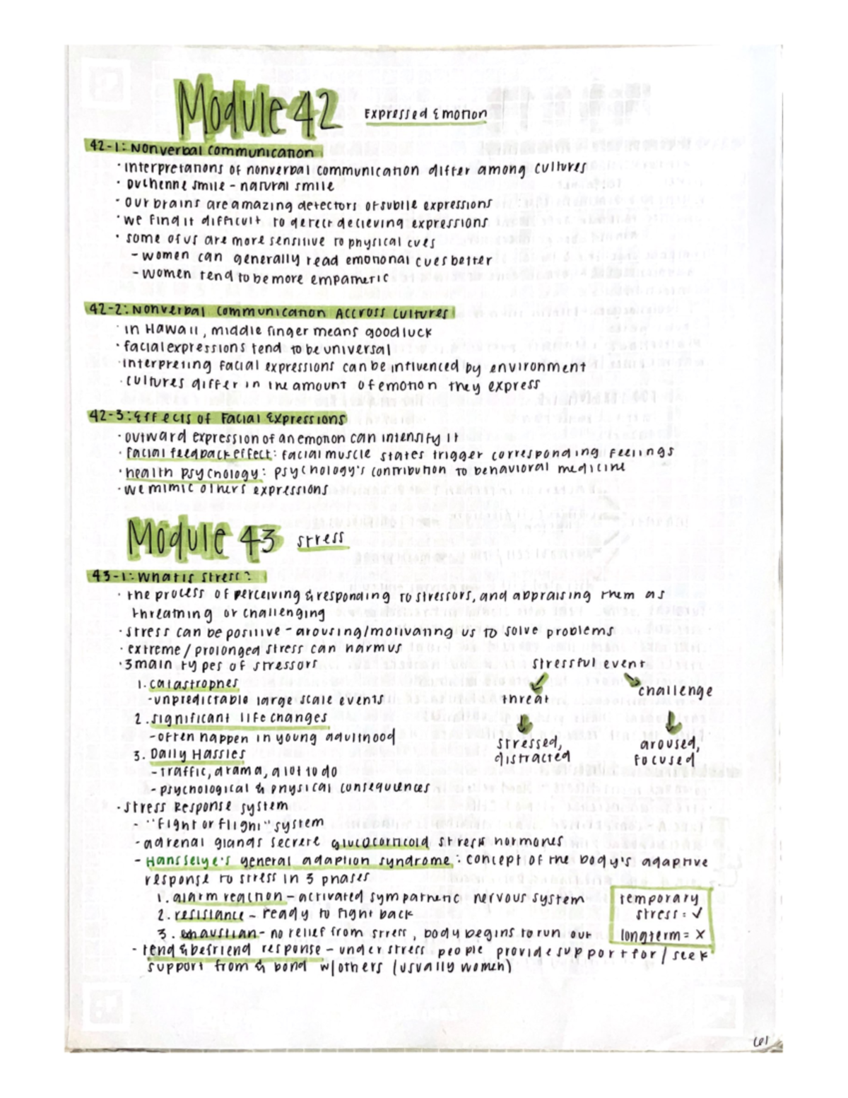AP Psychology Module 42 - Expressed Emotion & Module 43 - Stress - 2 ...
