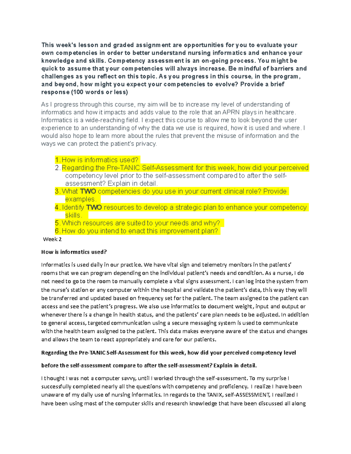 NI NR599 WEEK 2 - week two assignment - This week's lesson and graded ...