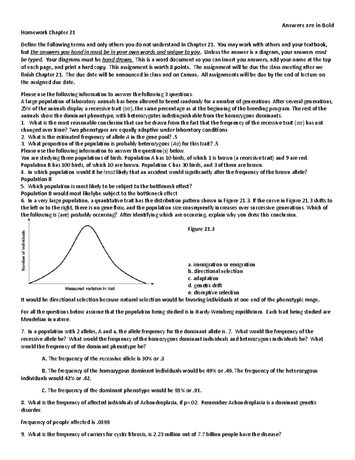 Homework Assignment: Chapter 21 Answers and Key Concepts - Studocu