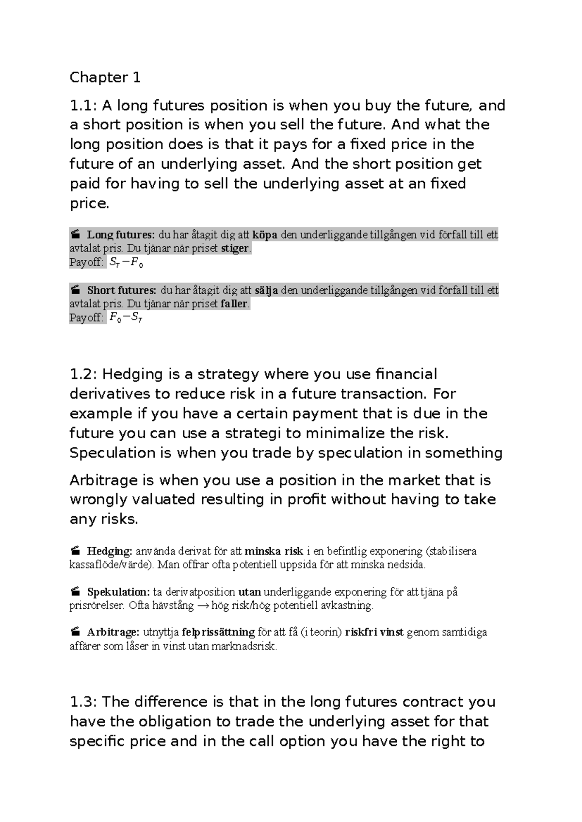 Chapter 1: Understanding Long and Short Futures Positions in Financial ...