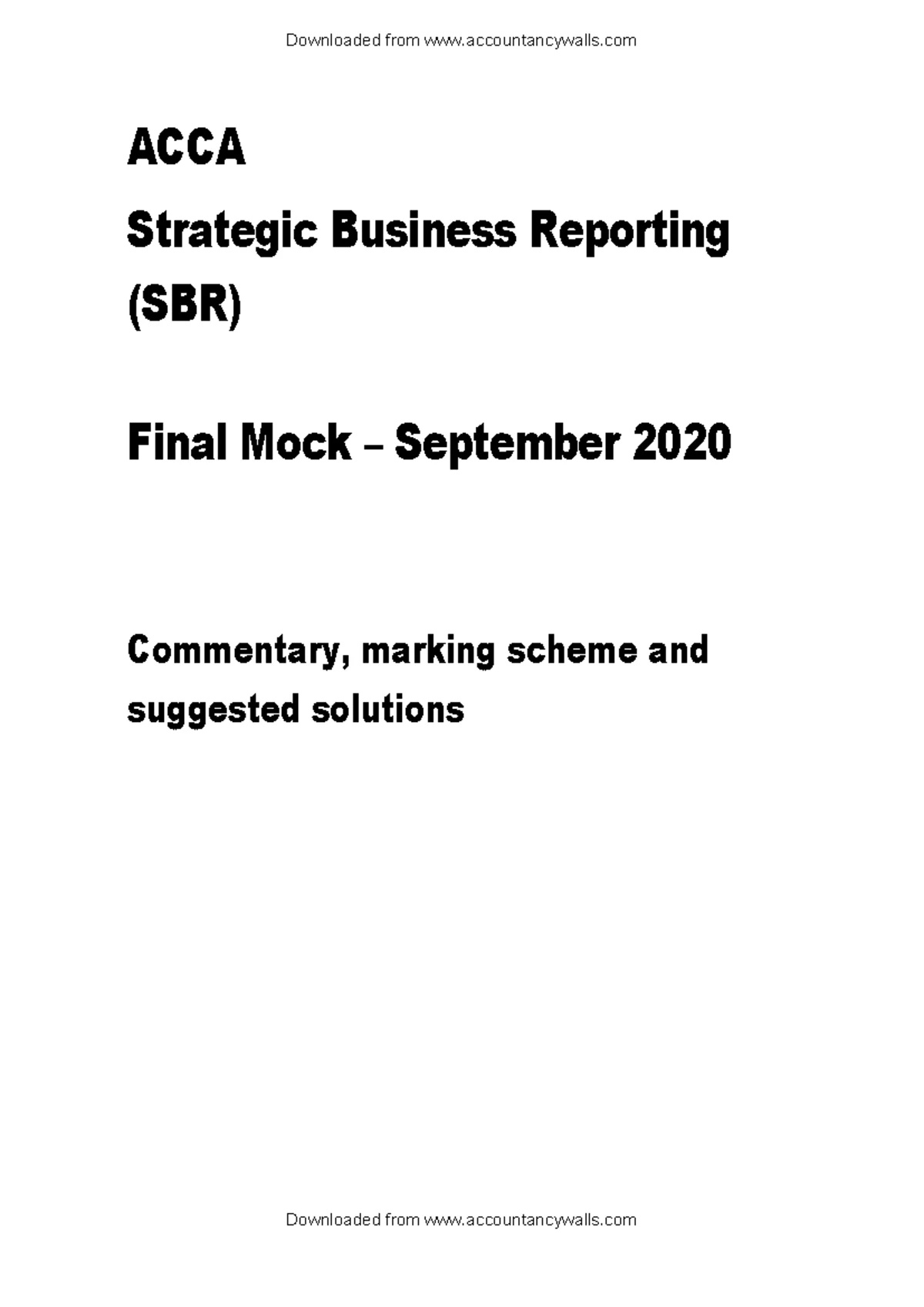 ACCA Strategic Business Reporting SBR September Mock Exam Answers - ACCA Strategic Business ...