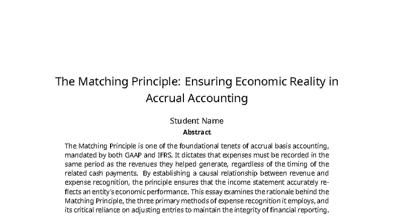 Matching Principle in Accounting: Understanding Expense Recognition ...