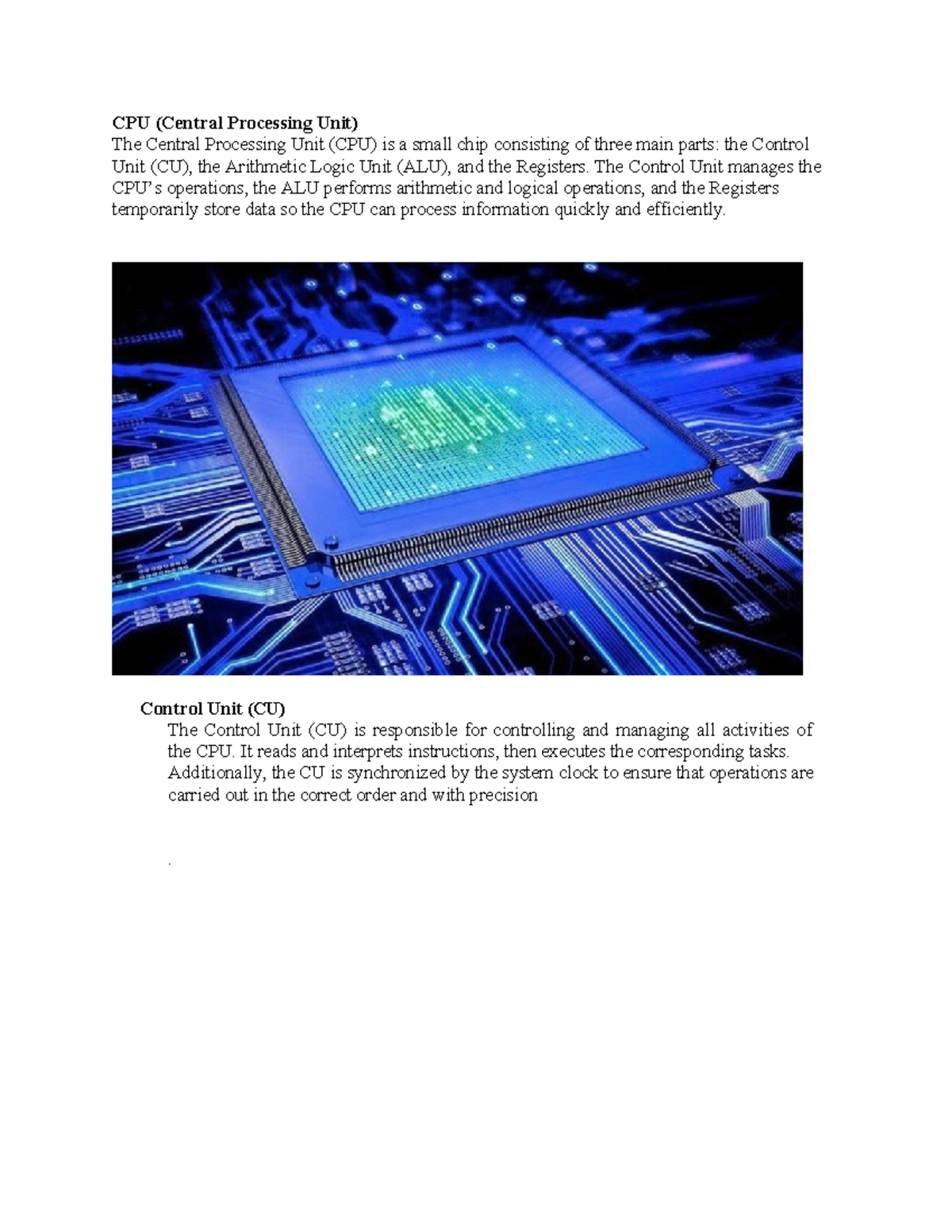 CPU Overview: Components and Functions Explained - Studocu