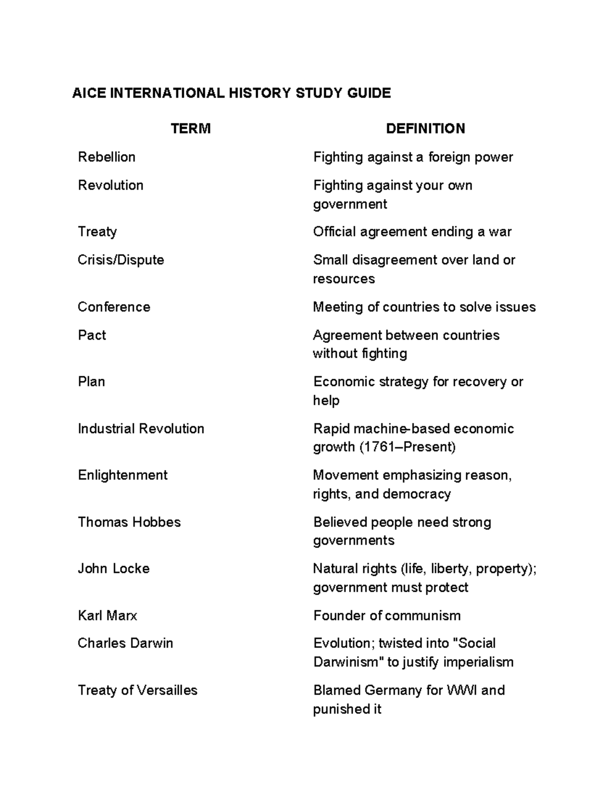AICE International History Study Guide: Themes & Essay Plans for Exams ...