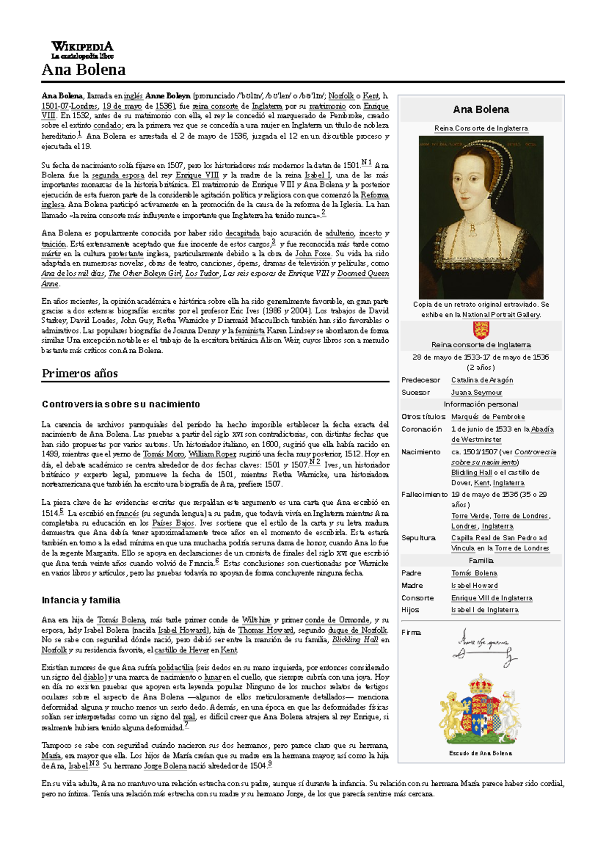 Ana Bolena - Resumen - Ana Bolena Reina Consorte de Inglaterra Copia de ...