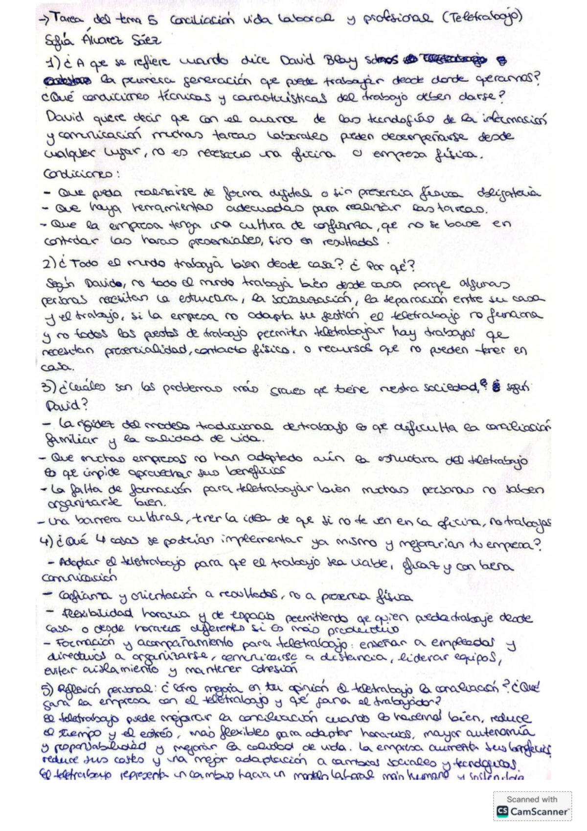 Tarea del Tema 5: Conciliación Laboral y Teletrabajo (David Blay) - Studocu