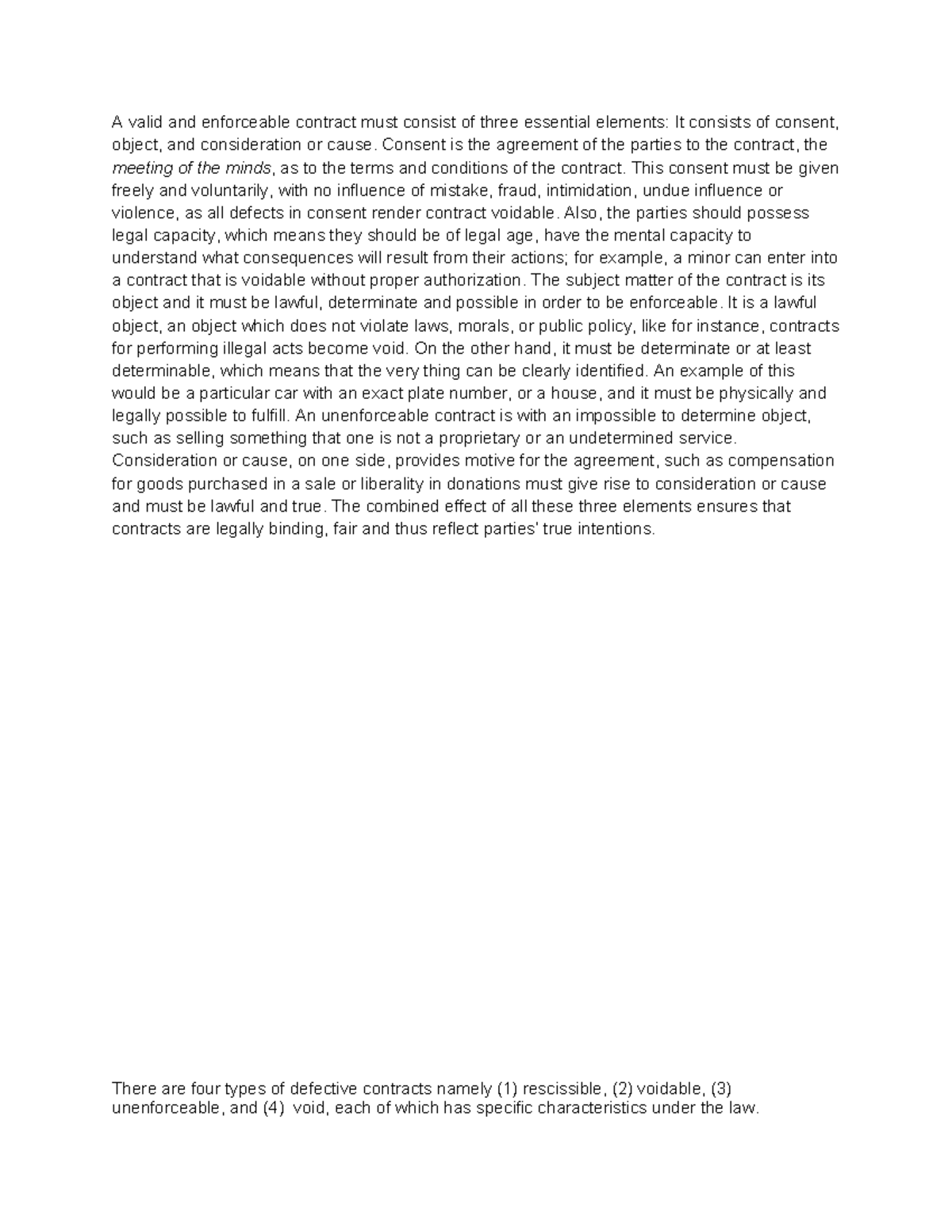 Oblicon - Essential Elements and Types of Contracts Explained - Studocu