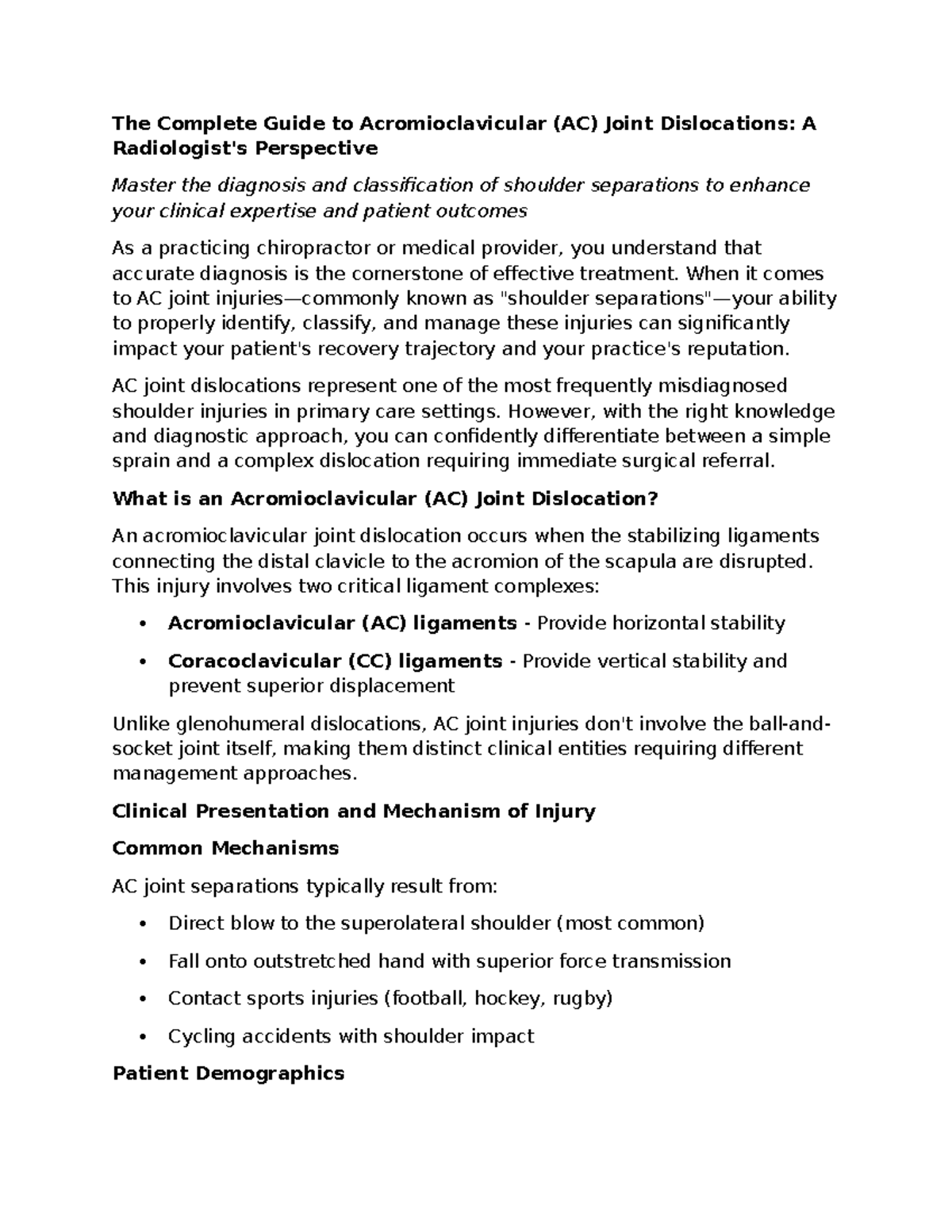 AC Joint Dislocations: Comprehensive Guide for Diagnosis & Management ...
