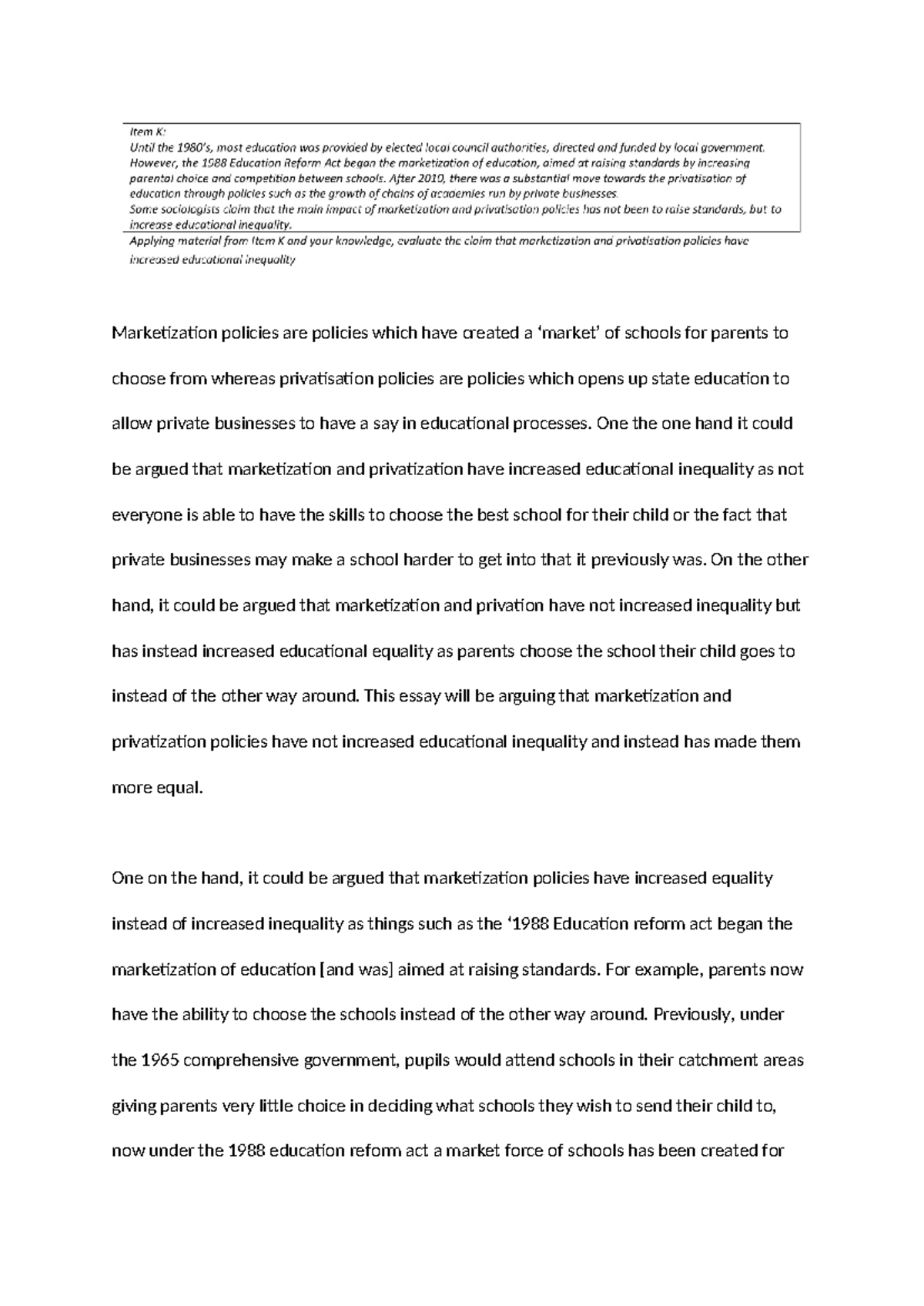 Marketization and Privatization Policies: Impact on Educational ...