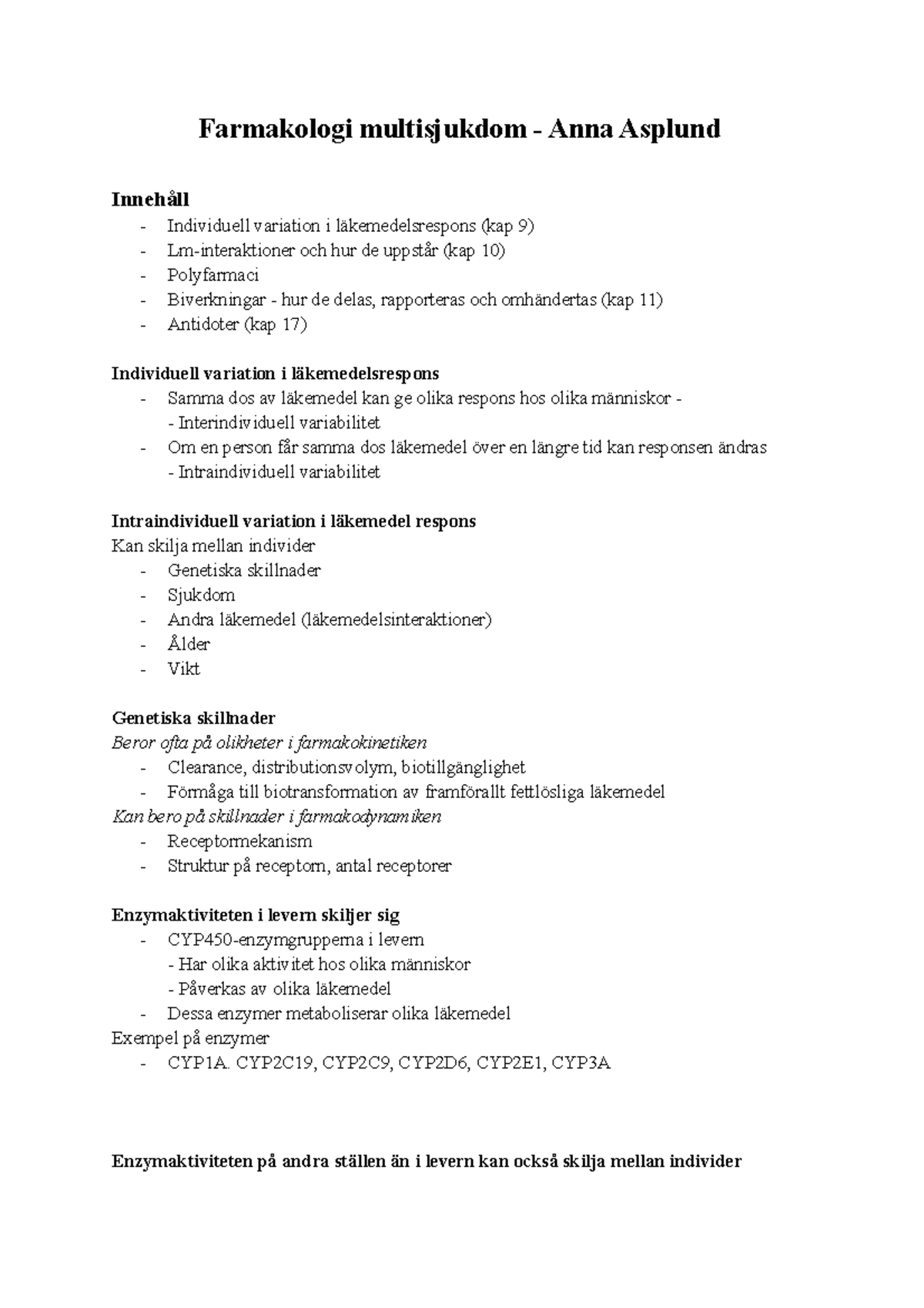 Farmakologi Multisjukdom: Variationer i Läkemedelsrespons och ...