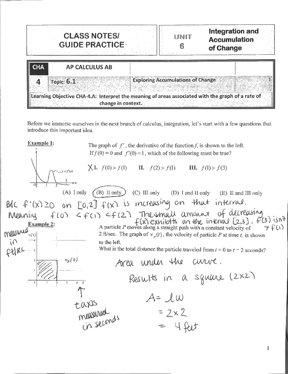 6.1 Notes Ans-1 - Integration and CLASS UNIT Accumulation GUIDE ...